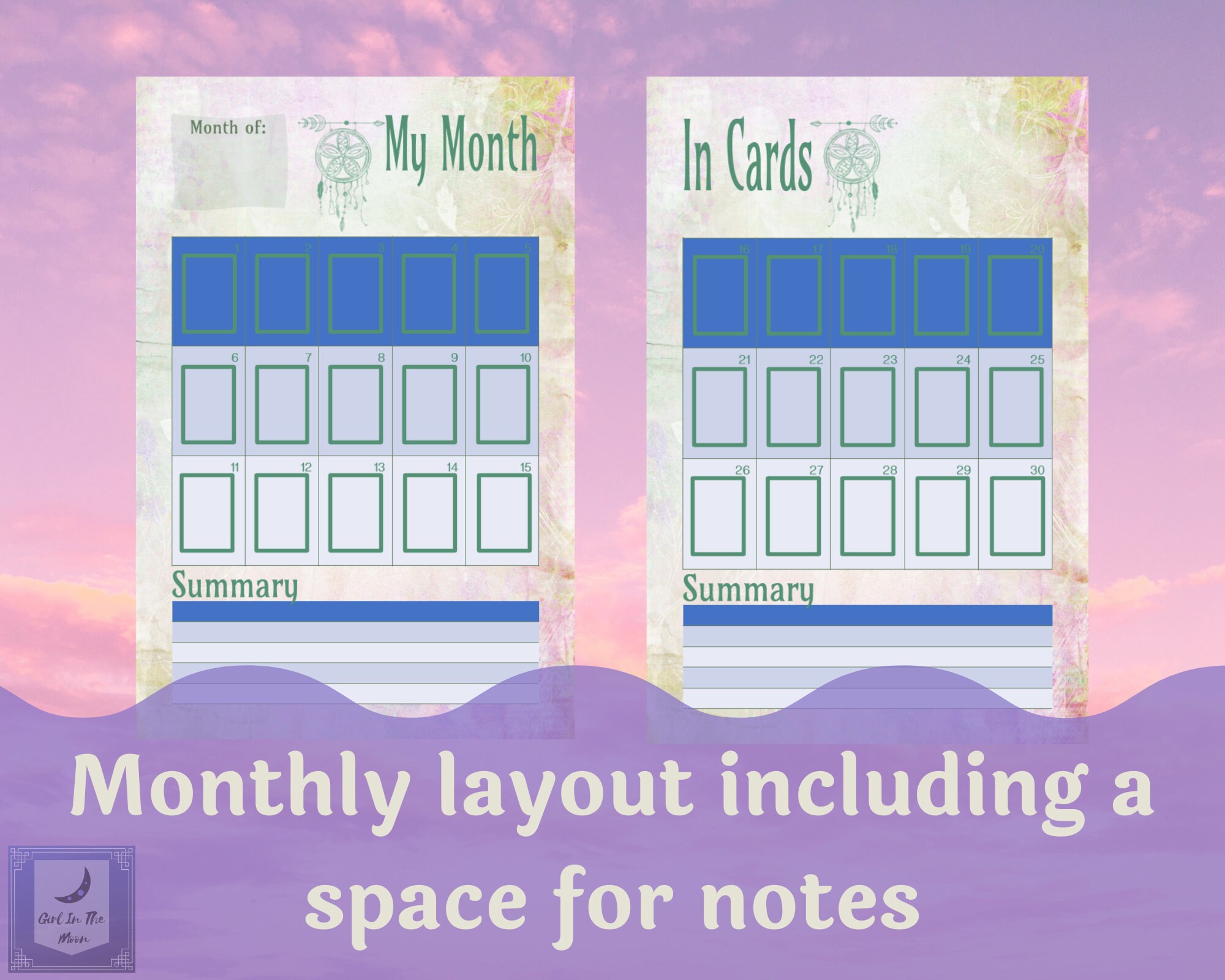 Tarot Card of the Month Digital Printable Journal Template Pages ...