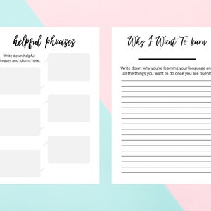 Language Study Printable Planner Pages - Instant PDF Download - Foreign ...