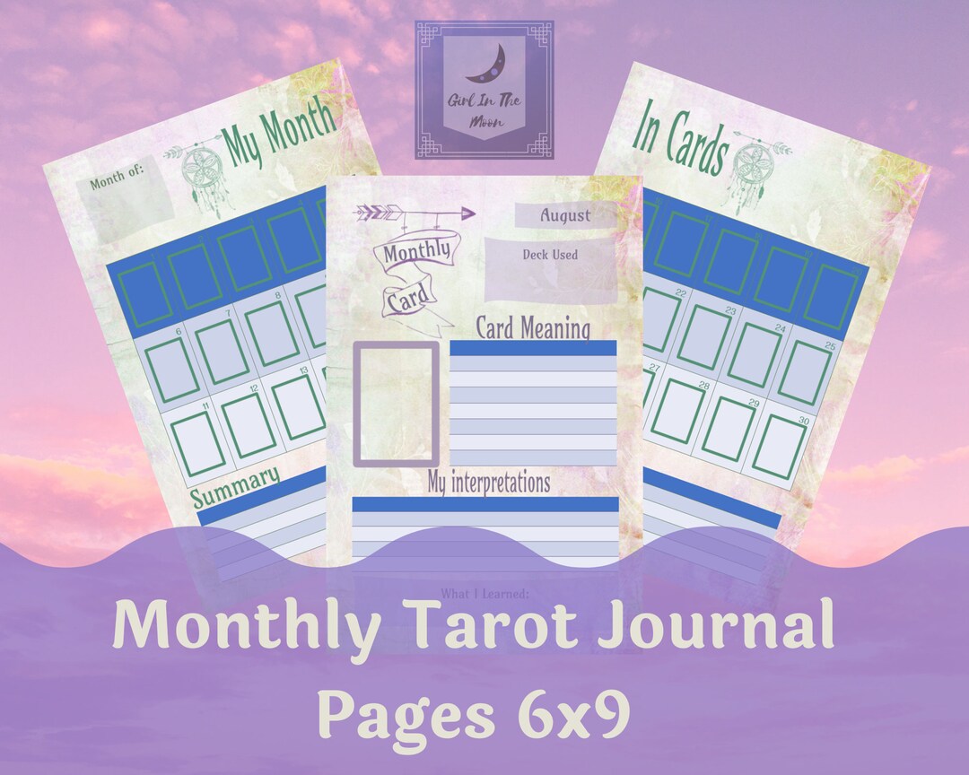 Tarot Card of the Month Digital Printable Journal Template Pages ...