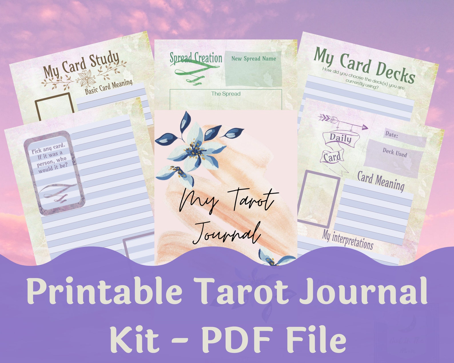 Printable Tarot Journal Kit | A4 and 6x9 | PDF Instant Download ...