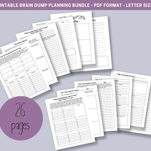 Brain Dump Printable Planner Bundle - 26 Pages - Thought Organizer ...