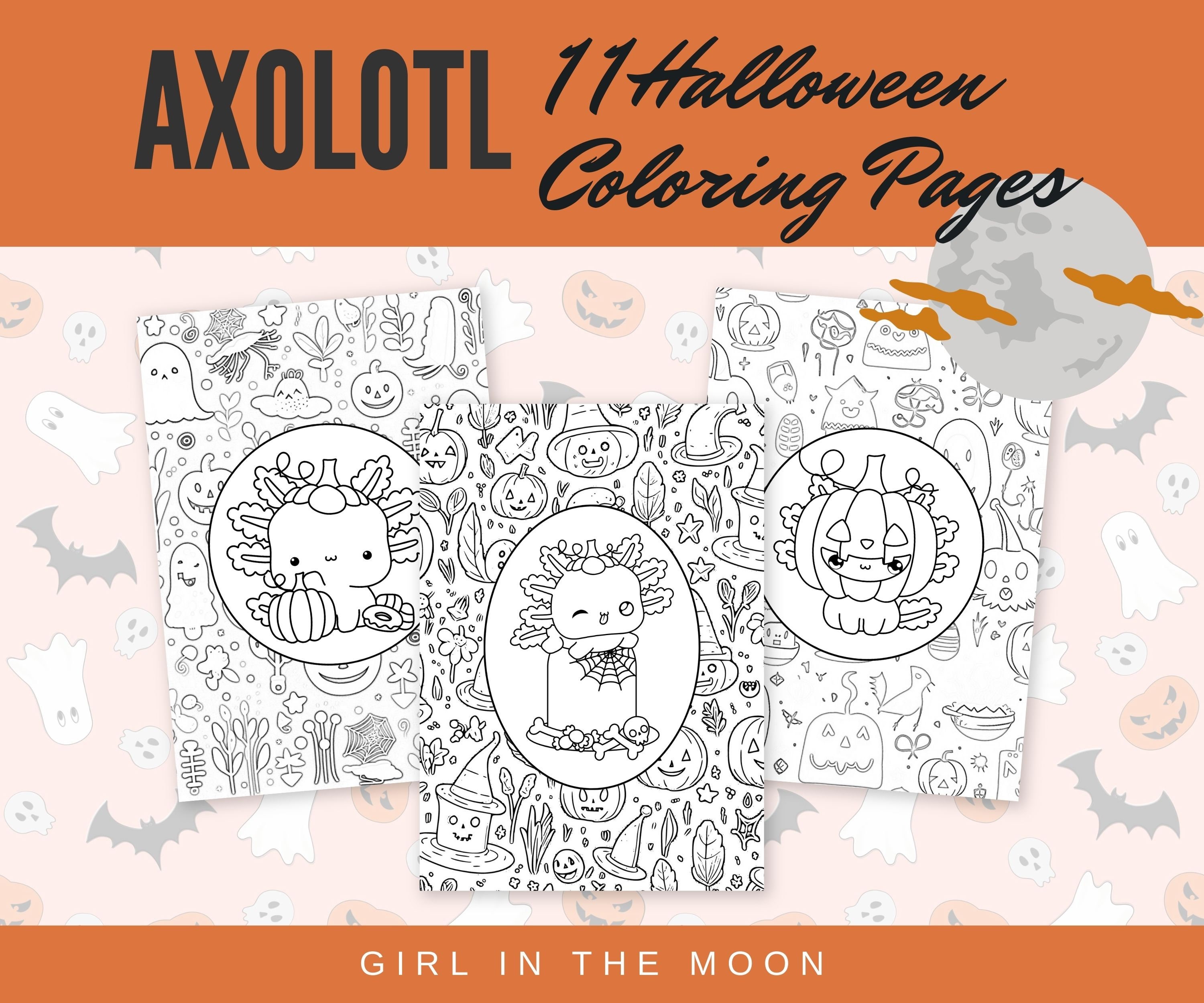 Axolotl Spooky Halloween Costume Coloring Pages PDF Instant - Etsy