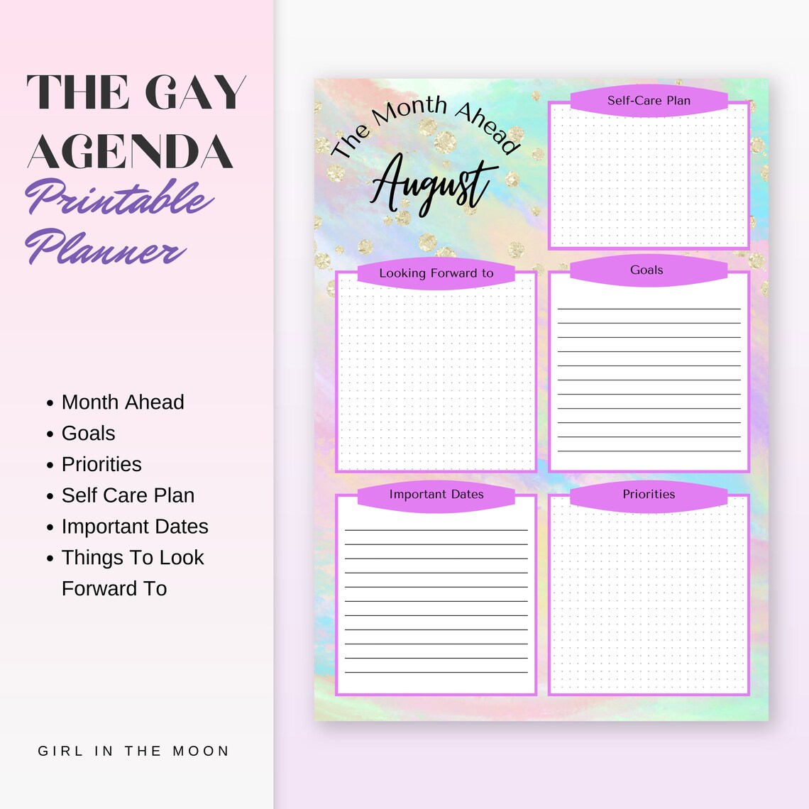 The Gay Agenda Undated Printable 12 Month Planner Pastel - Etsy