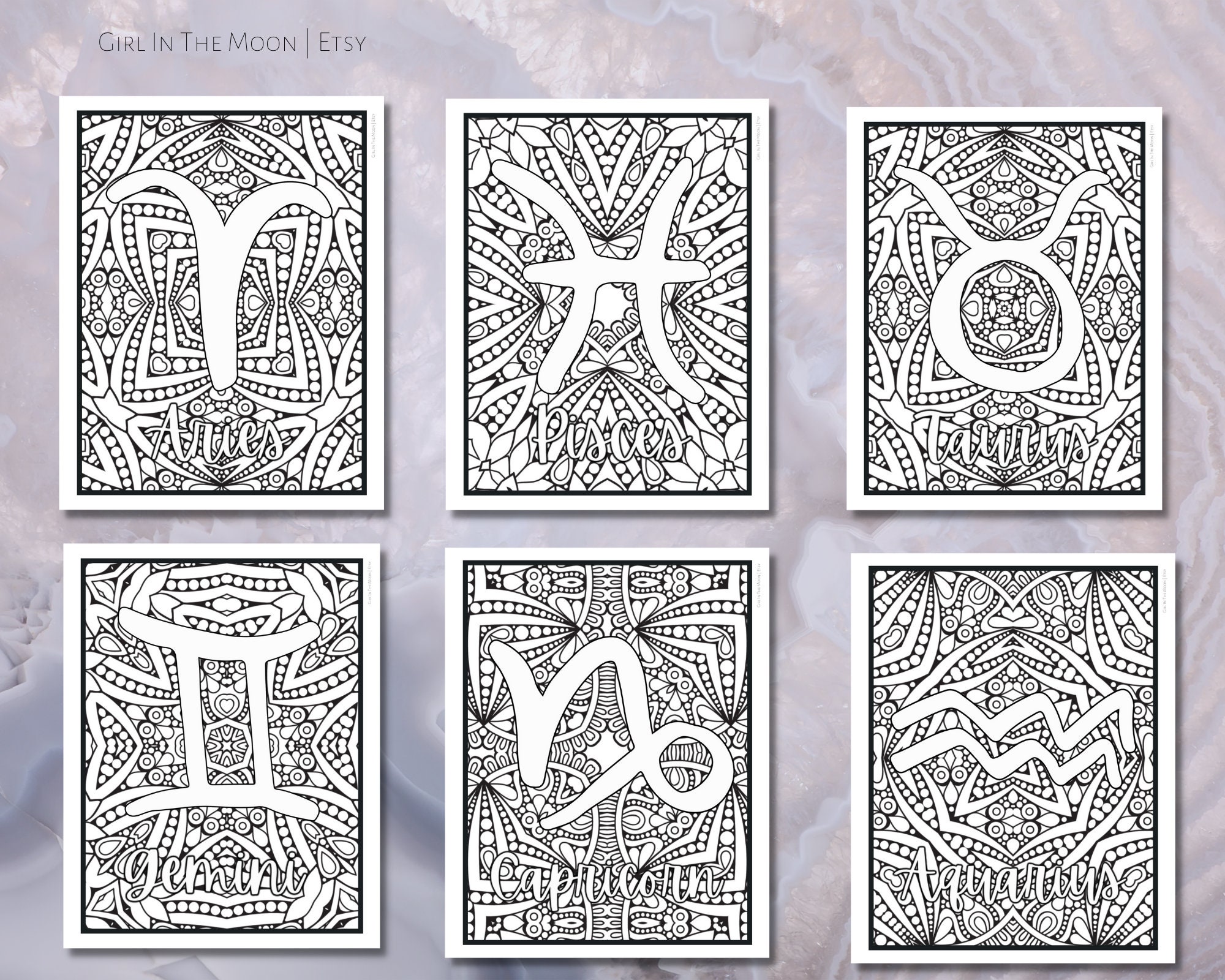 Printable Zodiac Symbol Coloring Pages - Horoscope Coloring - PDF ...