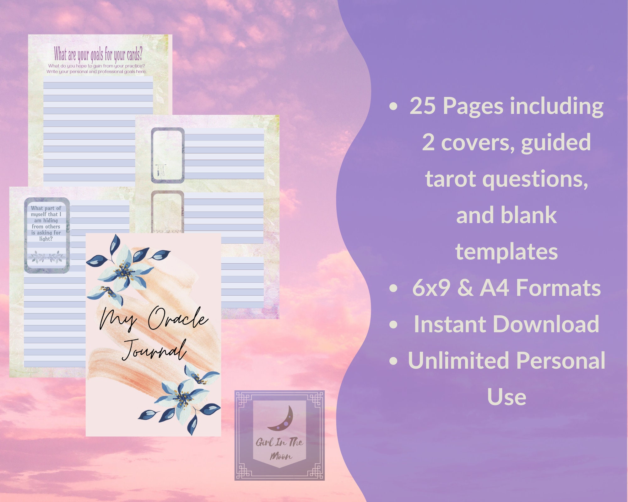 Printable Tarot Journal Kit | A4 and 6x9 | PDF Instant Download ...