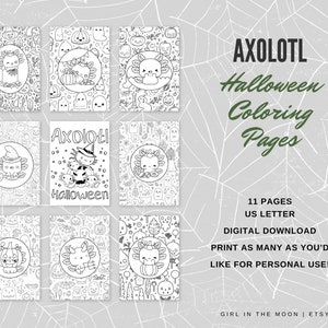 Axolotl Spooky Halloween Costume Coloring Pages - PDF Instant Digital ...
