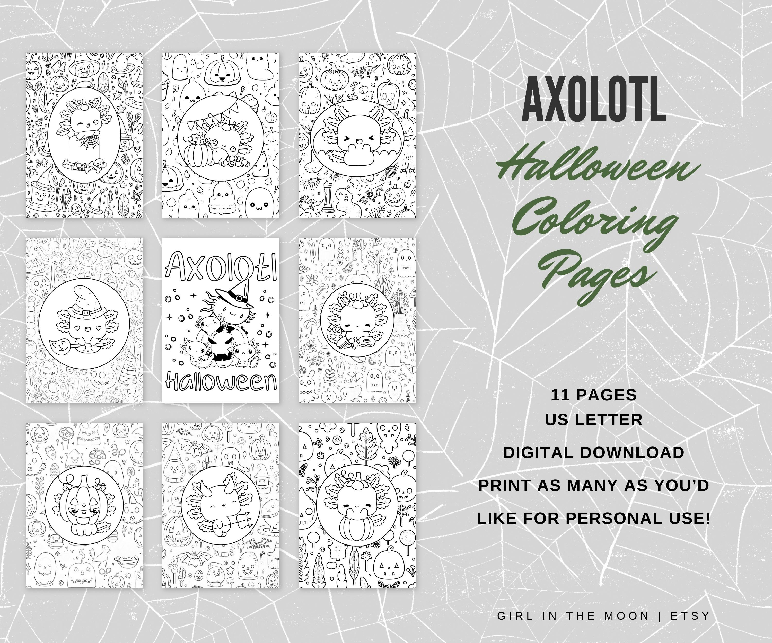 Axolotl Spooky Halloween Costume Coloring Pages PDF Instant - Etsy