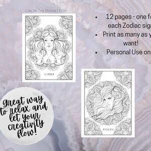 Printable Zodiac Woman Coloring Pages - Horoscope Coloring Pages - PDF ...
