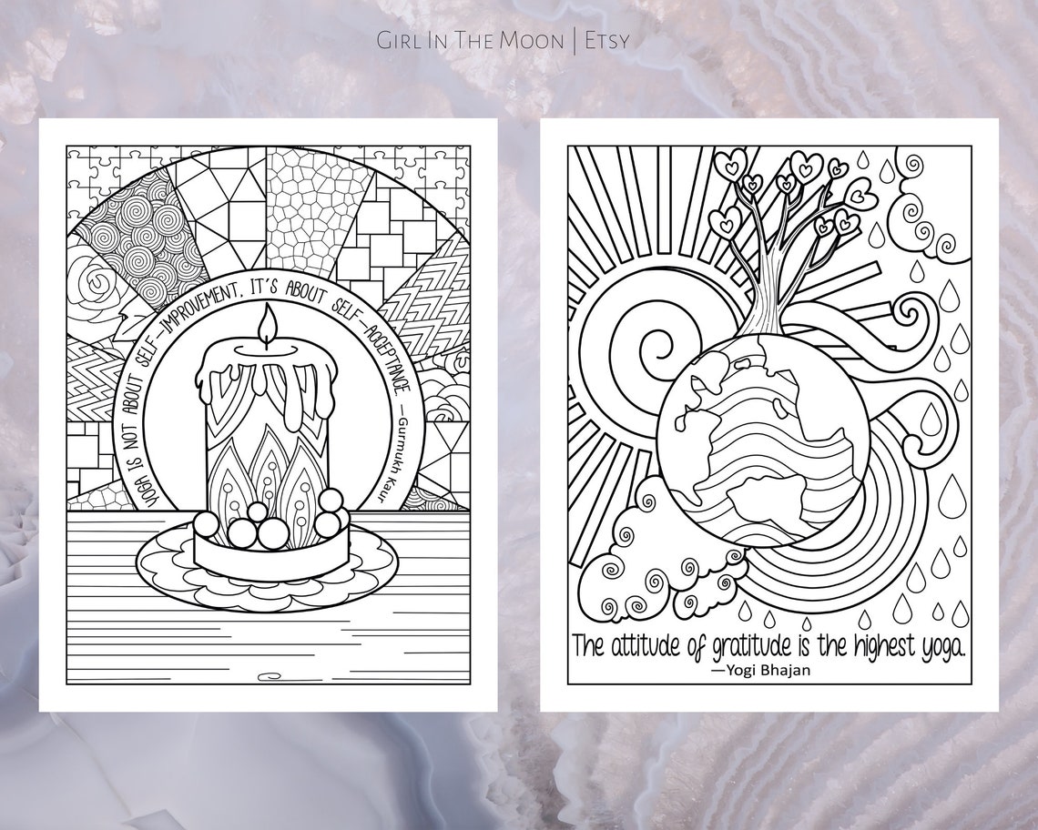 Printable Yoga Inspiration Coloring Pages - PDF Instant Digital ...