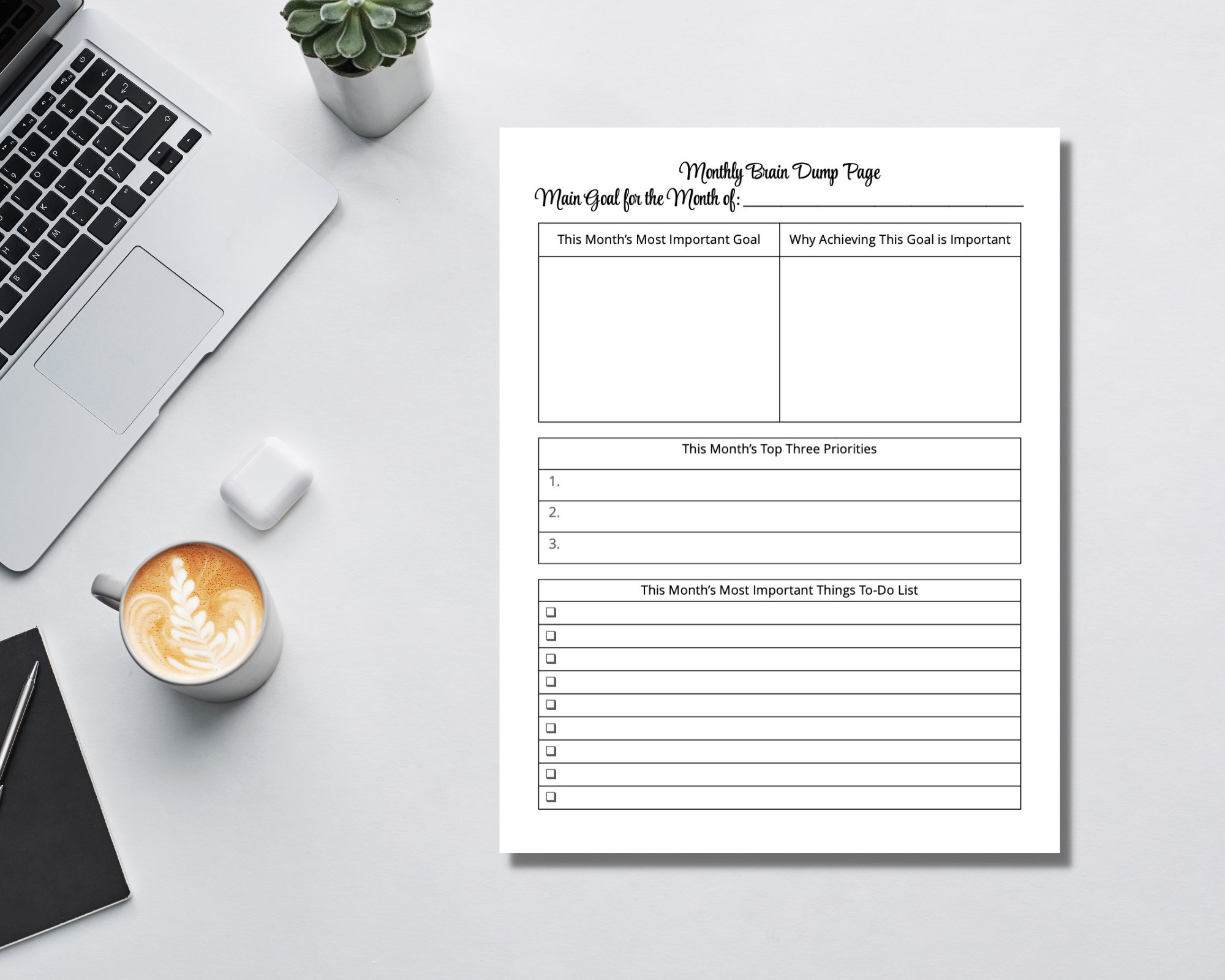 Brain Dump Printable Planner Bundle 26 Pages Thought Organizer Instant ...