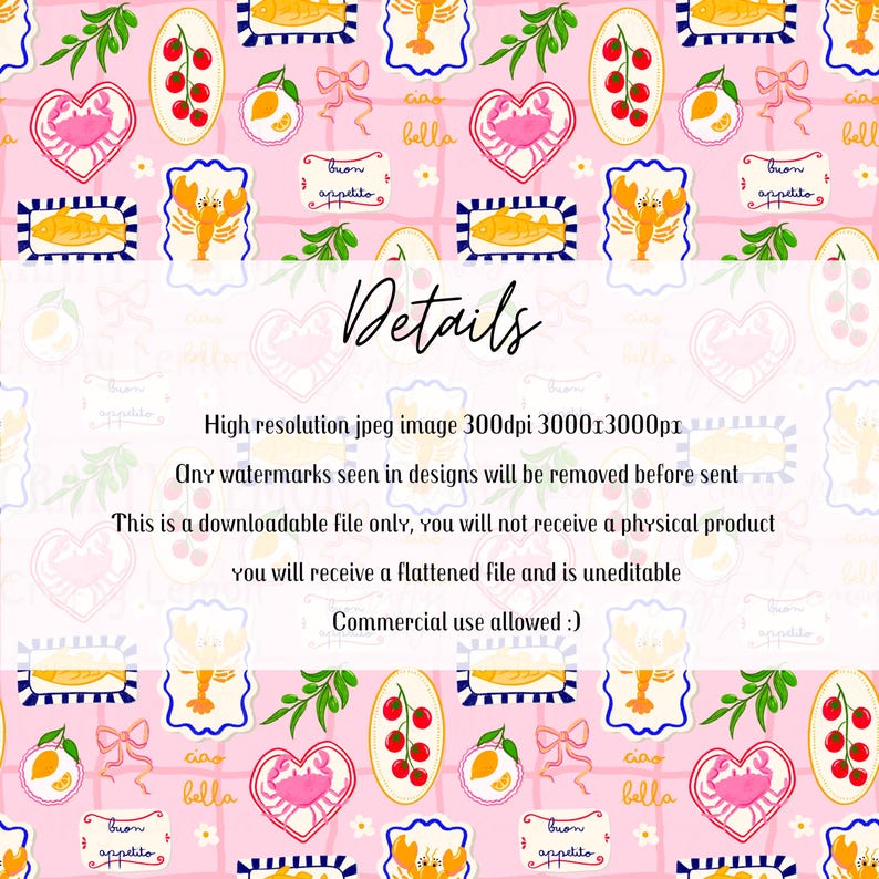 Bright Amalfi Italian Summer Pink Seamless Pattern – Whimsical Seafood ...