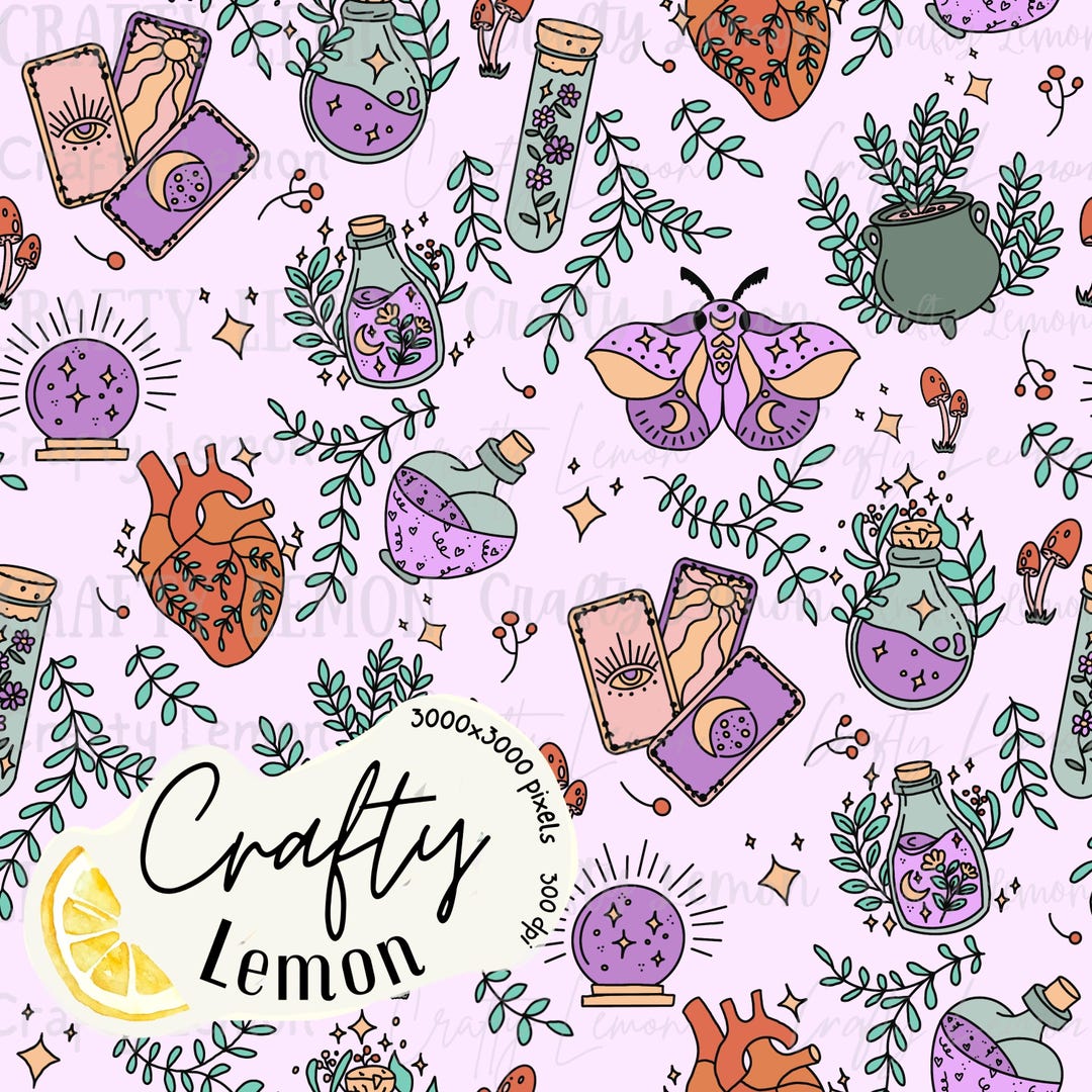 Halloween Mystical Witchcore Seamless Pattern – Spooky Tarot, Magic ...