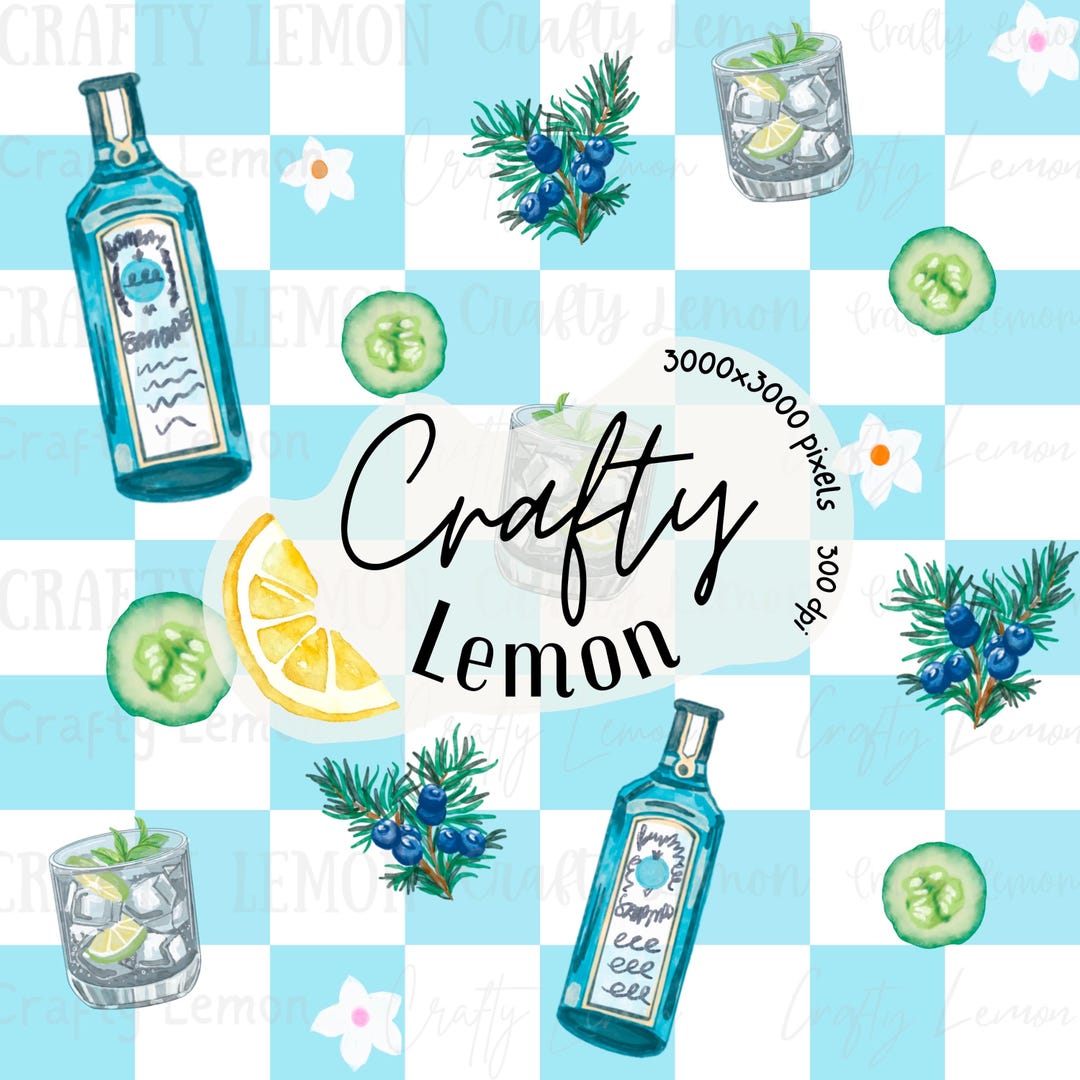 Watercolour Gin and Tonic Repeating Pattern for Fabric Sublimination ...