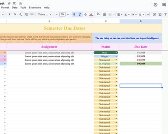 Weekly Course Assignment Tracker// Reminder - Etsy