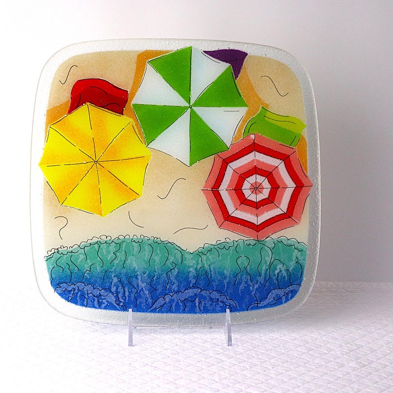 Fused Glass Beach Scene - Etsy