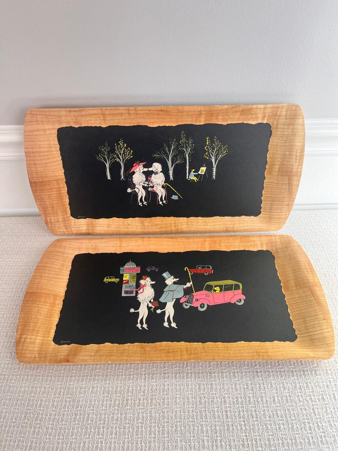 Vintage 1952 Kentley Poodle Buffet Trays: MCM Fifi and Pepe Decor - Etsy