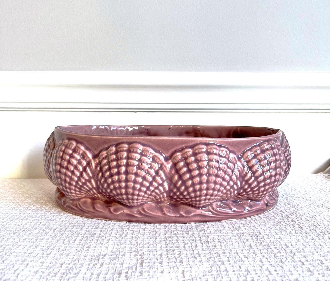 Vintage Oval Clamshell Ceramic Planter - Etsy
