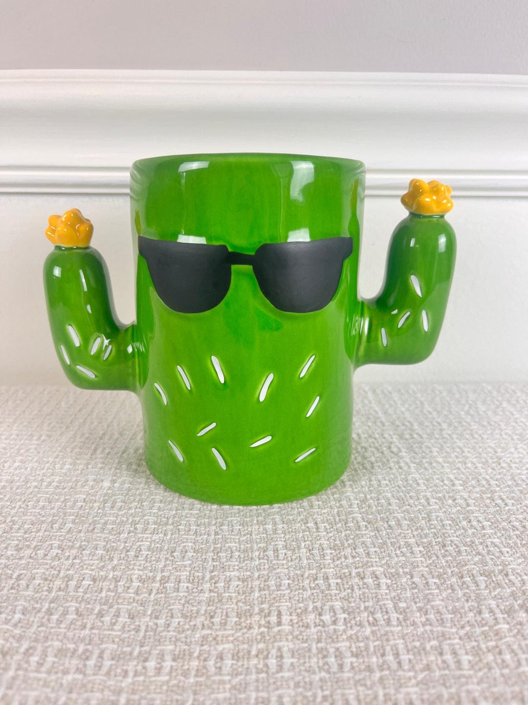 Cactus Shaped Planter With Sunglasses – Fun & Whimsical Ceramic Pot - Etsy
