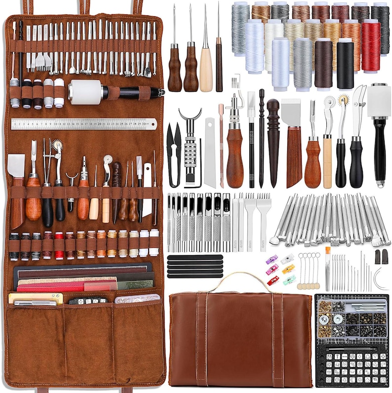 Leather Tooling Kit, Leather Craft Tools Set, Leatherworking Kit With ...