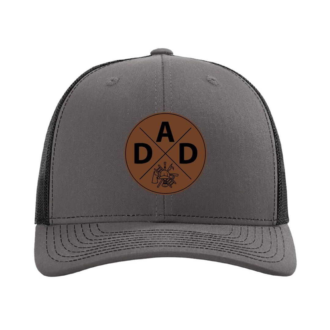 Firefighter Dad Hat, Richardson 112 Trucker Hat, Leather Patch Cap ...