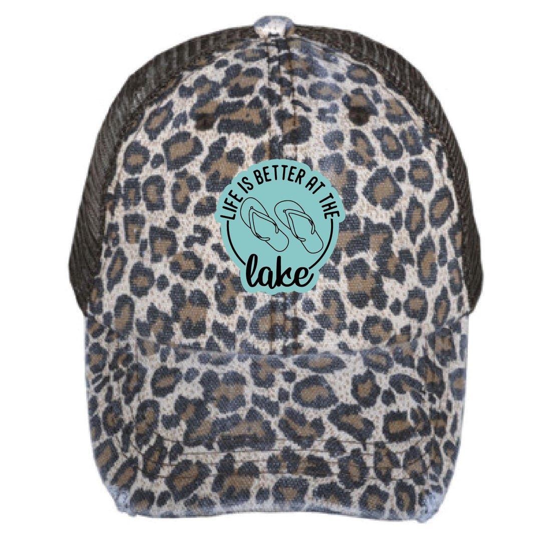 Life is Better at the Lake Leopard Hat, Lake Life Cap, Personalized ...