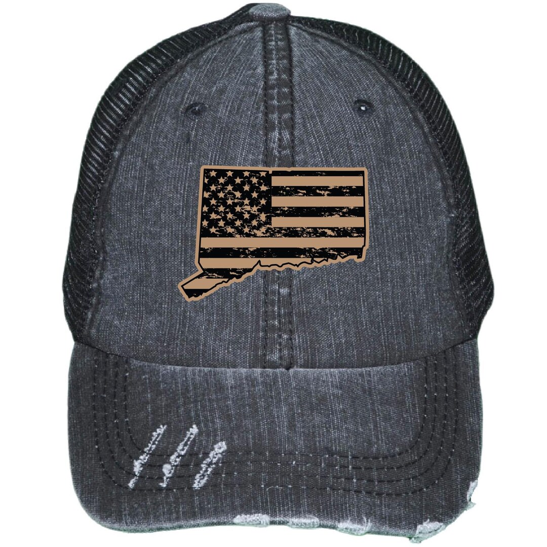 Ladies Connecticut Vegan Leather Patch Cap, Ponytail Trucker Hat ...