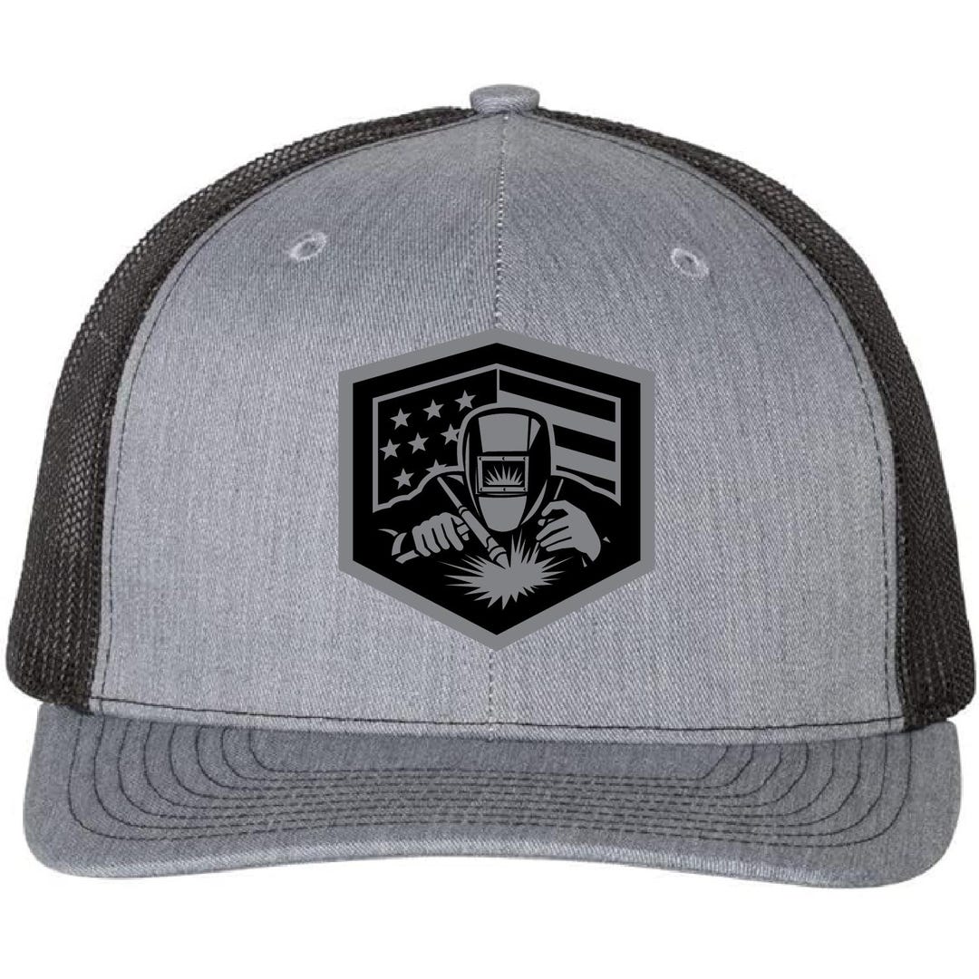 Welding Hat Leather Patch Cap, Welder Trucker Hat, Custom Leather Patch ...