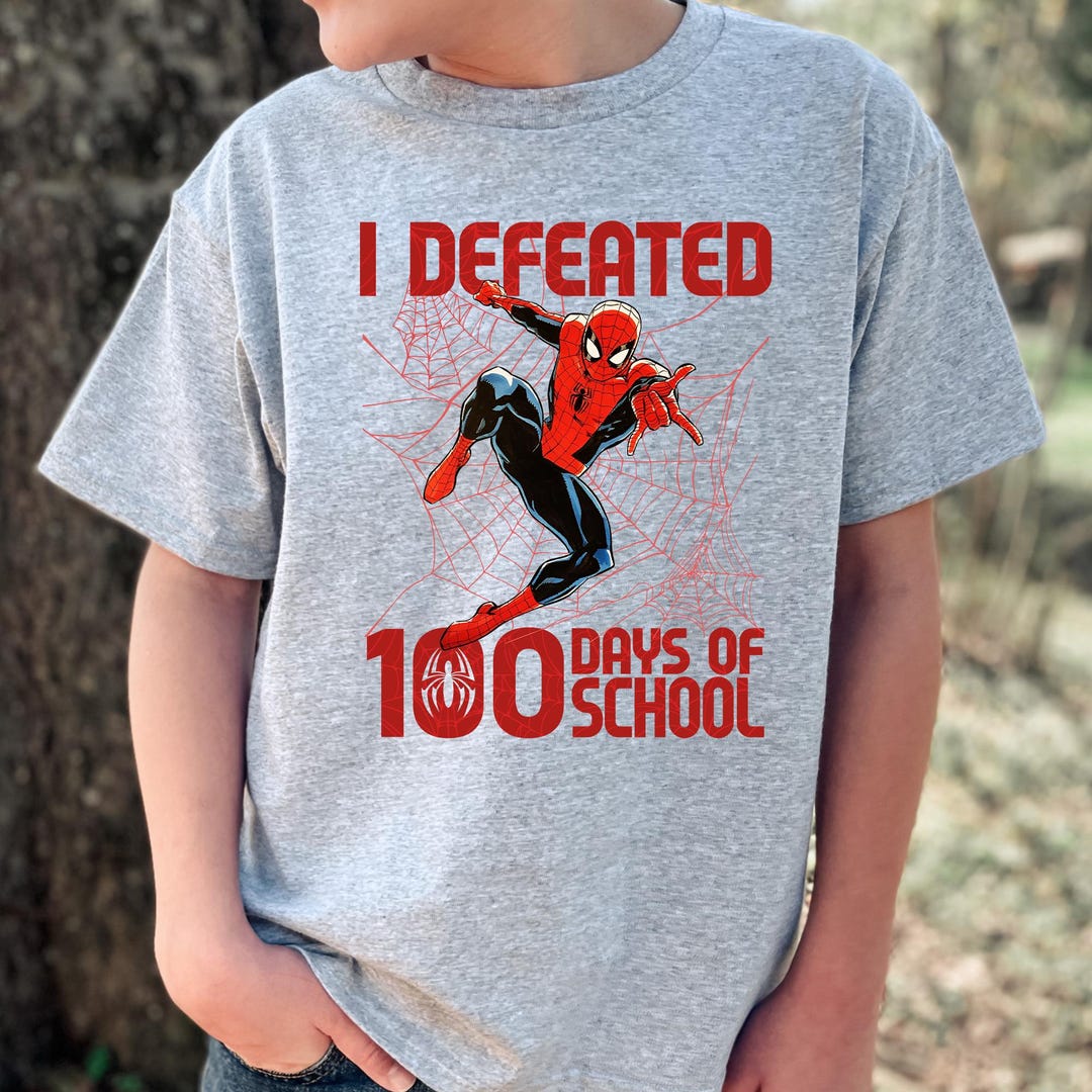 Boys 100 Days of School Shirt Spider I Defeated 100 Days of School ...