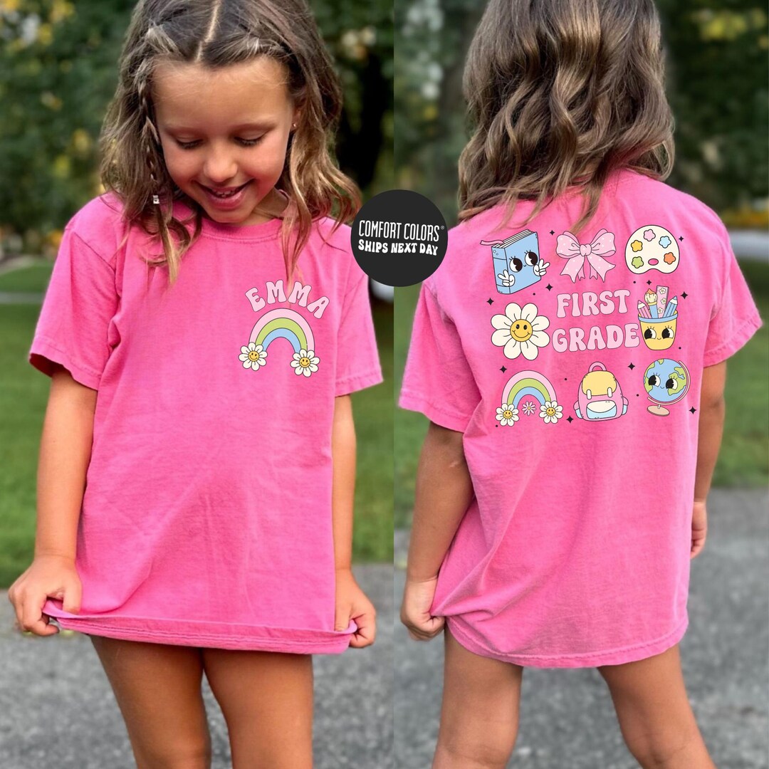 Custom Girls First Grade Shirt Back to School Shirt Coquette First ...