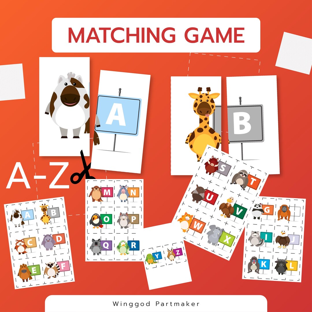 26-piece Letters A-Z Matching Game for Kids, Preschool Flash Cards ...