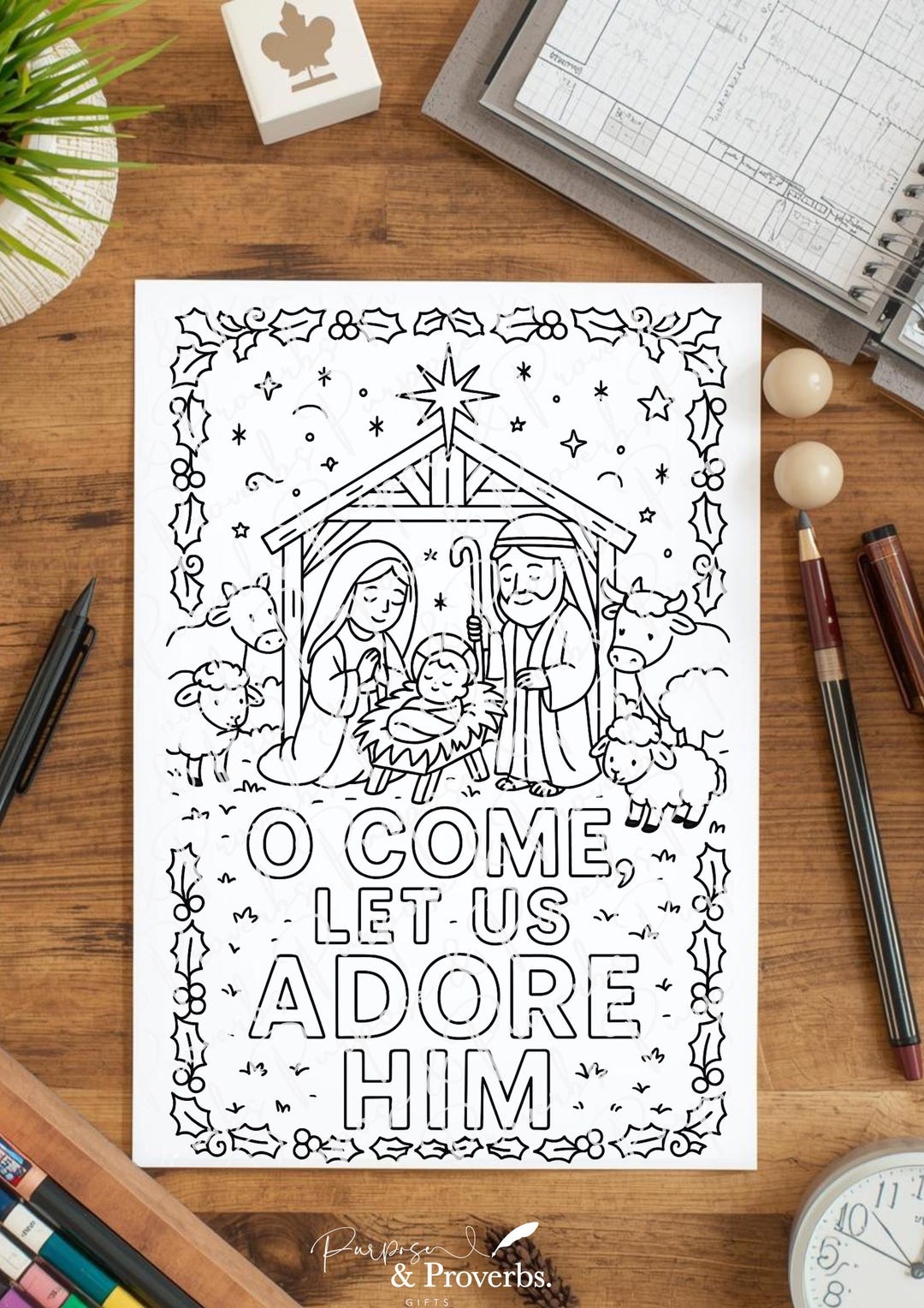 Christian Christmas Colouring Sheet | Sunday School | O Come Let Us ...