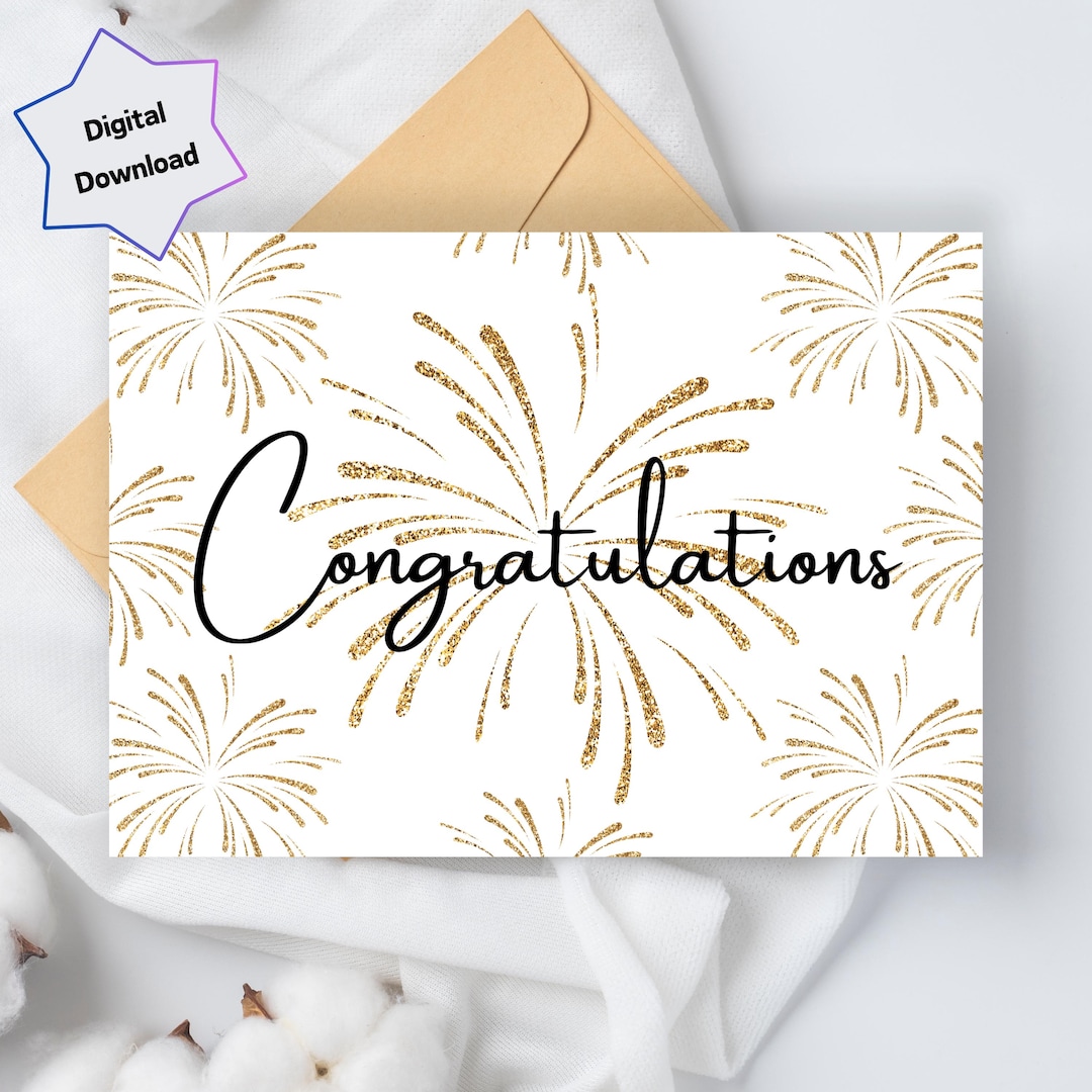 Congratulations - Digital Download - Printable Firework Congratulations ...