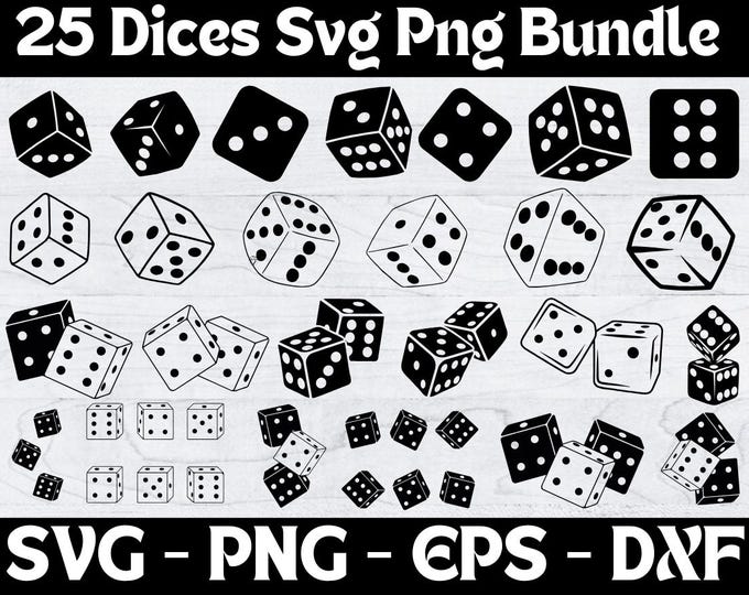 Dice SVG, Four Dice Svg, Dice Black and White Silhouette, Cut File ...