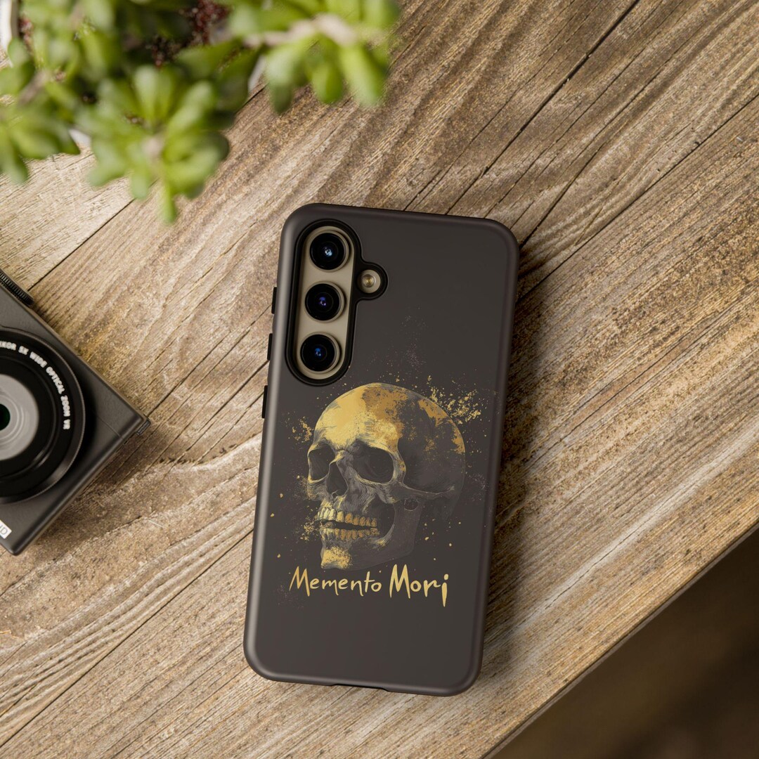 Phone Case, Memento Mori Skull Gold Cross Christian Tough Cover ...