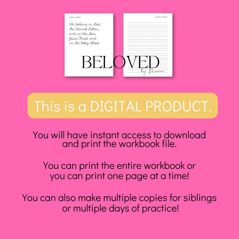 Articles of Faith Cursive Handwriting Practice - Etsy