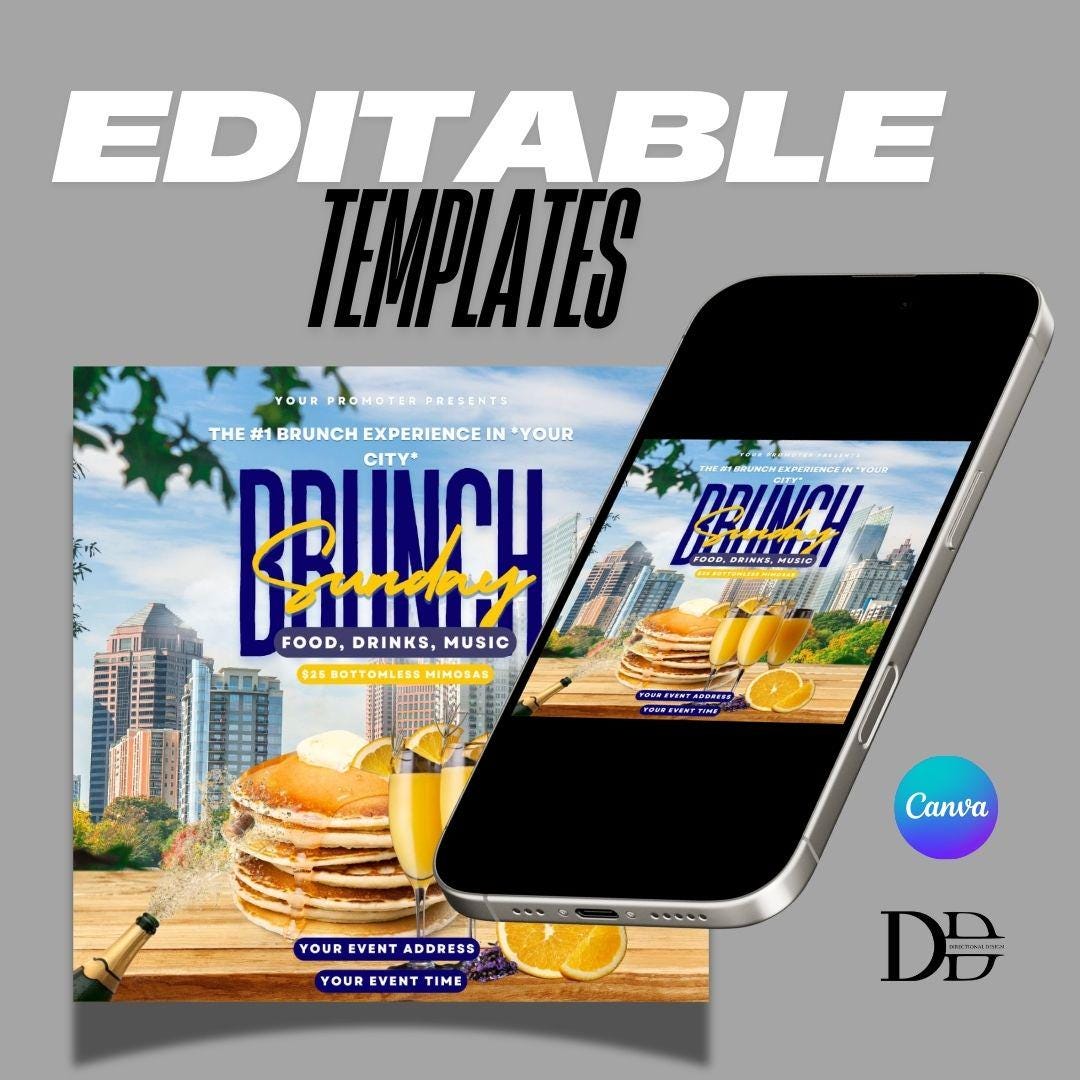 Brunch Flyer Template | Editable Brunch Flyer Template | Club & Event ...