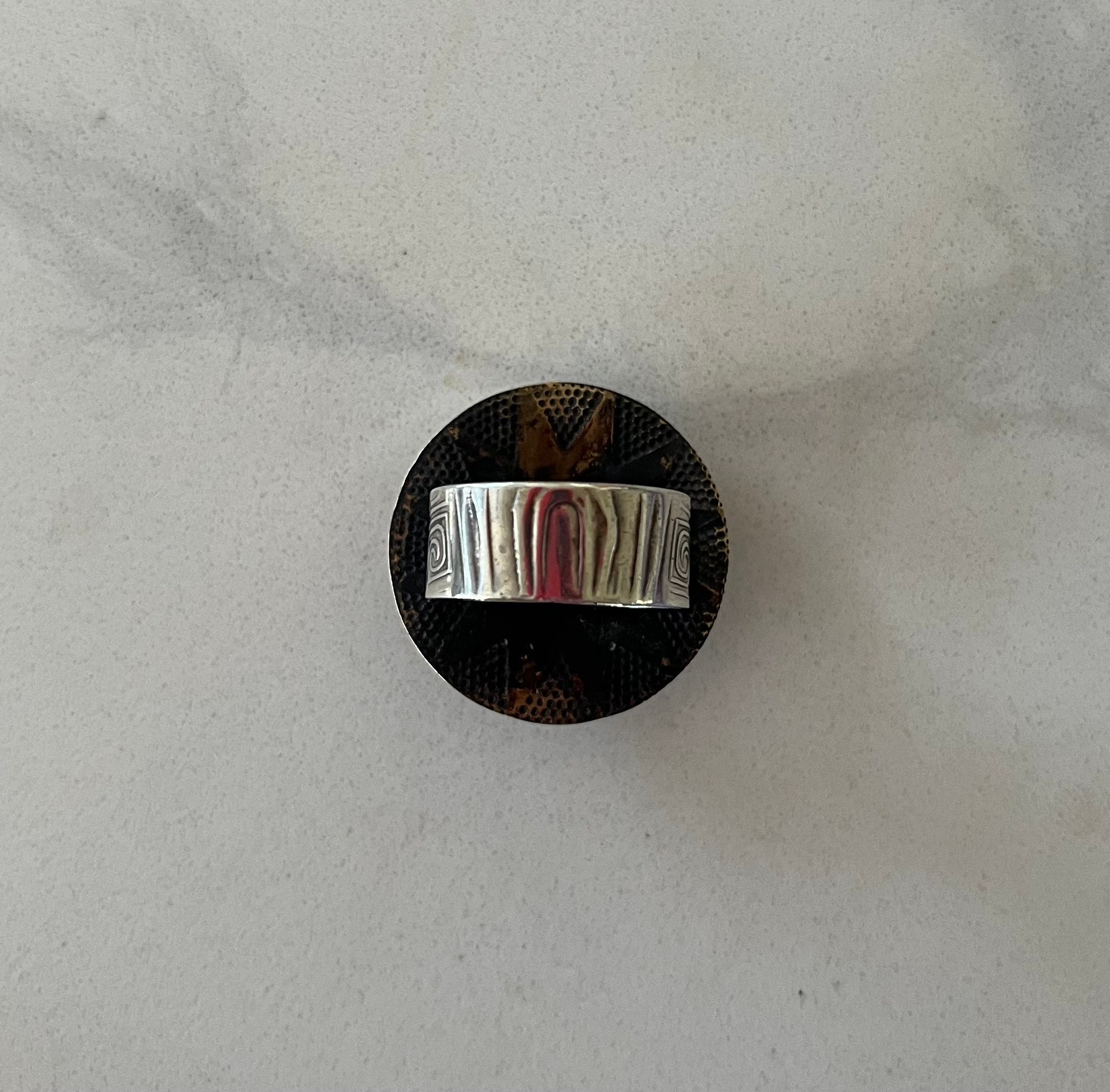Tabra Brass Moonface Sterling Silver Size 6 Ring - Etsy