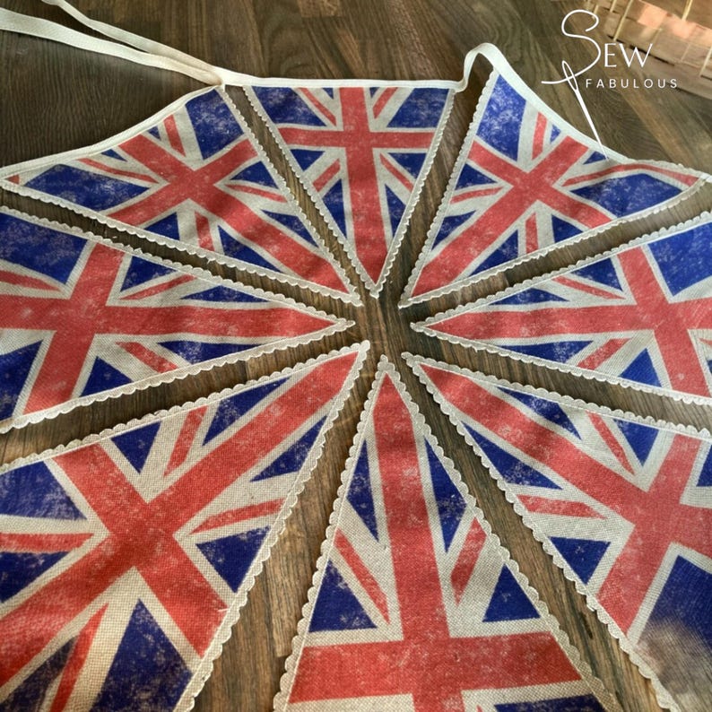 Linen Union Jack Flag Bunting, Vintage Style British Flag, British ...