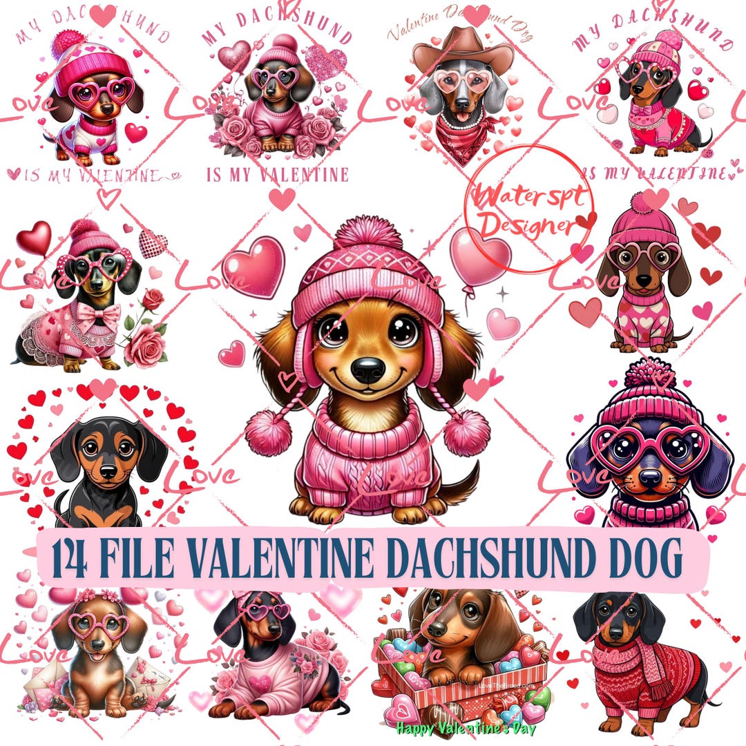 Valentine Dachshund Dog, Sausage Dog Png, Valentine's Day Dog Mom Png ...
