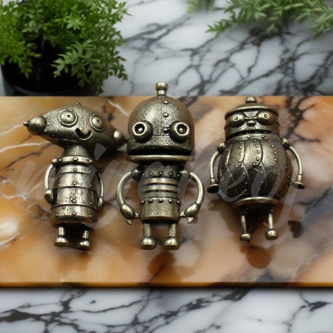 Vintage Brass Robot Ornament - Golden Robot Sculpture, Steampunk Decor ...