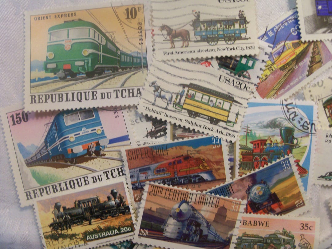 30 Train Postage Stamps, Vintage Stamps, Postage Stamps, Antique Stamps ...