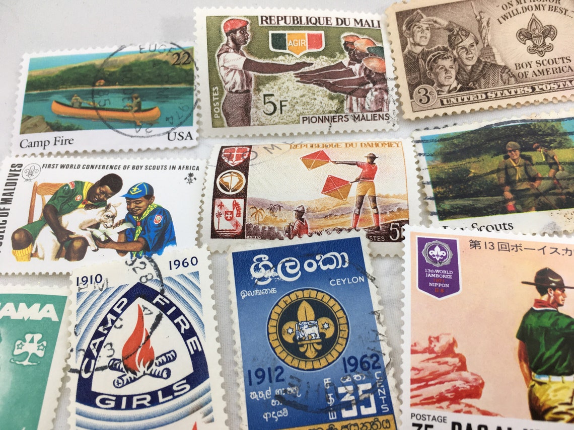 30 Scout Stamps Boy Scouts Girl Scouts Campfire World Wide - Etsy