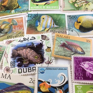 25 Fish Postage Stamps, Tropical Fish Stamps, Vintage Stamps, Postage ...