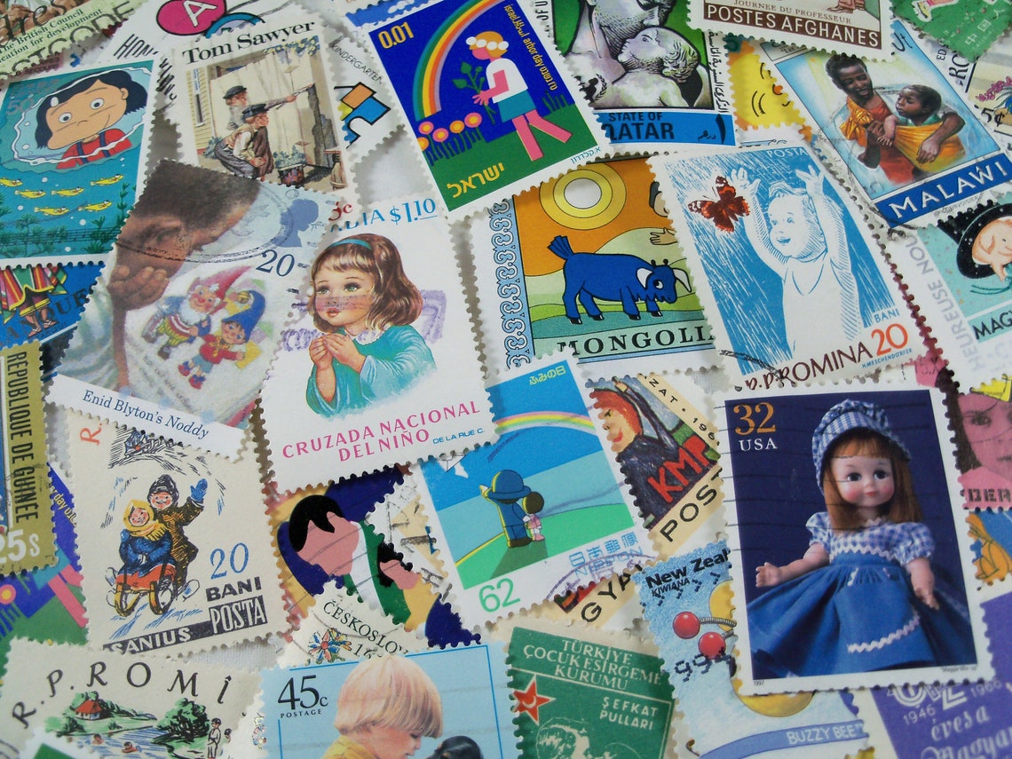 25 Children Stamps Postage Stamps Stamps of Children - Etsy