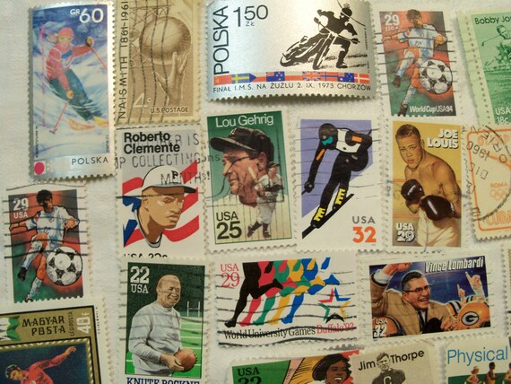 40 Sport Postage Stamps Postage Stamps Base Ball Soccer | Etsy