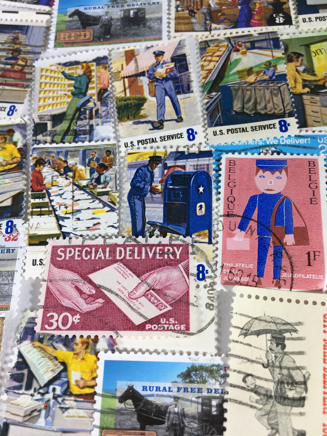 20 Postage Stamps, Mailmen Stamps, Postal Service, Vintage Postage ...