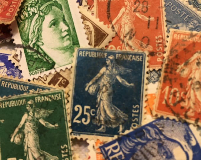 30 French Stamps, French Postage Stamps, Vintage Postage Stamps, Used ...