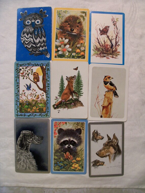 12 Animal Playing cards Playing cards Antique Playing | Etsy