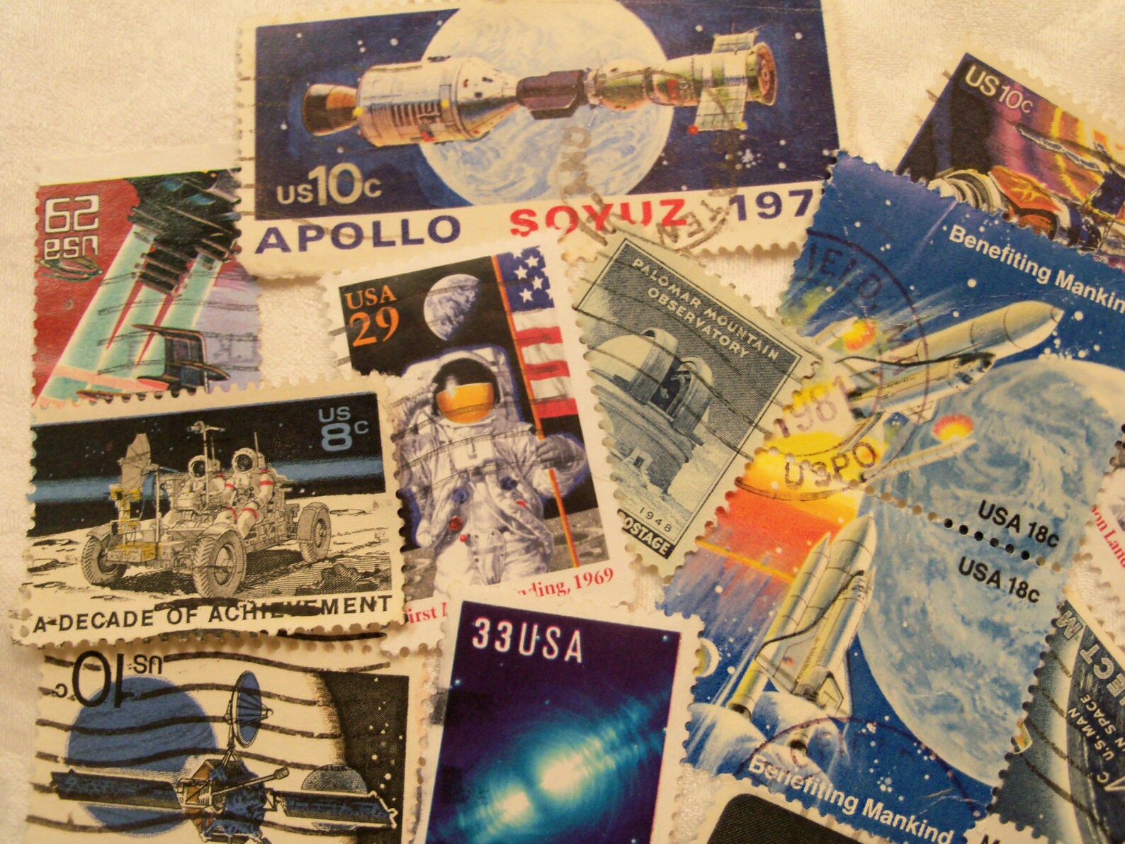 25 Outer-space Stamps, Rocket-ship Stamps, Used Stamps, Planets ...