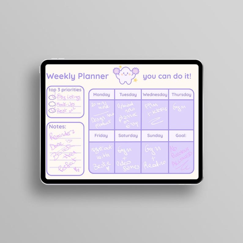 Kawaii Weekly Planner | Printable Cute Organizer With Priorities ...